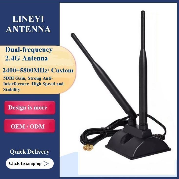 Dual Frequency 2.4G 5dbi High Gain WiFi Antenna , 5.8 Ghz Wifi Antenna