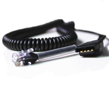 PU spring coiled wire with 4P4C plug crystal plug for telephone headset ...